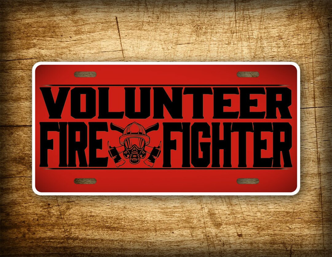 Volunteer Firefighter License Plate Fire Department Logo Cross Ax and ...