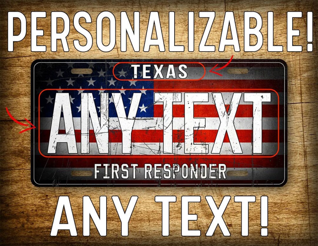 Personalized FIRST RESPONDER License Plate Any State Any Text - Etsy