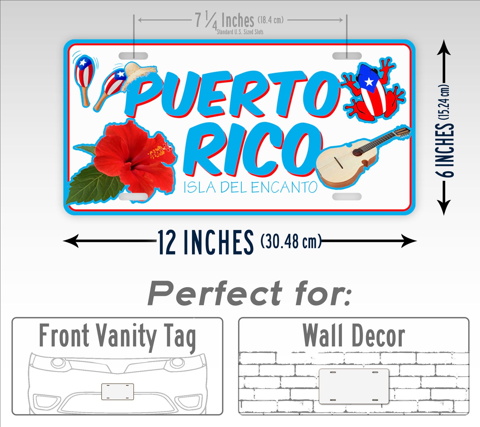Puerto Rico License Plate Isla Del Encato PR Auto Tag 6x12 Aluminum ...