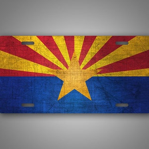Antique Arizona State Flag License Plate Vintage Replica Grunge Star ...