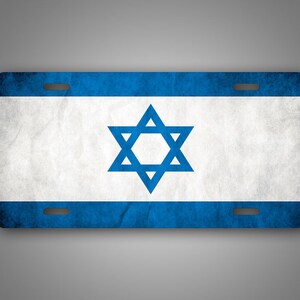 Official Israeli Flag License Plate Israel National Auto Tag Grunge ...