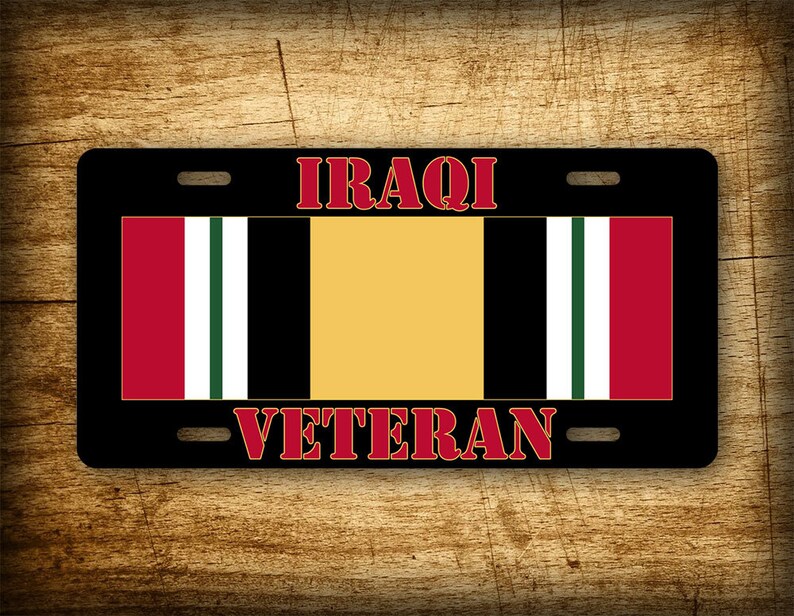 Iraqi Veteran License Plate Patriotic Medal Auto Tag 6x12 Iraq - Etsy