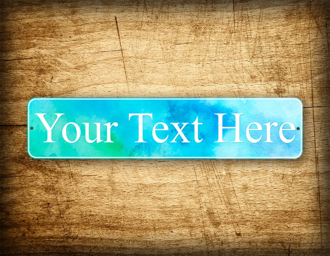 Personalized 4x18 Blue Watercolor Sign ANY TEXT Customized Cute ...