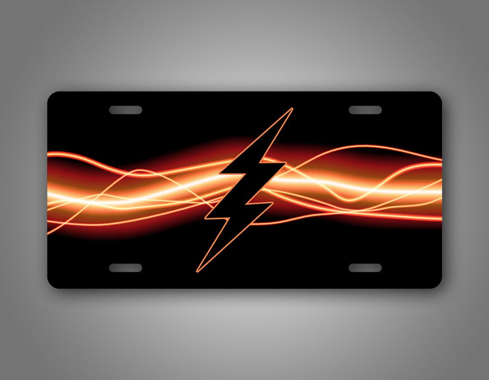 Flash Black Lightning Bolt License Plate Lightening Streak | Etsy