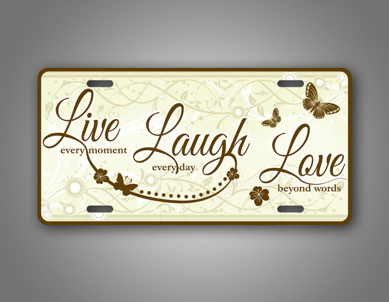 Live Laugh Love License Plate Butterflies and Flowers Auto Tag - Etsy