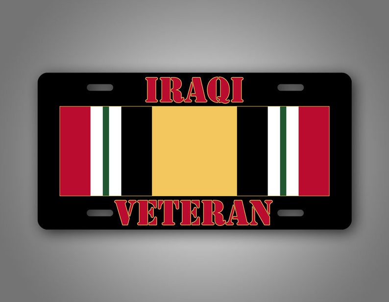Iraqi Veteran License Plate Patriotic Medal Auto Tag 6x12 Iraq - Etsy