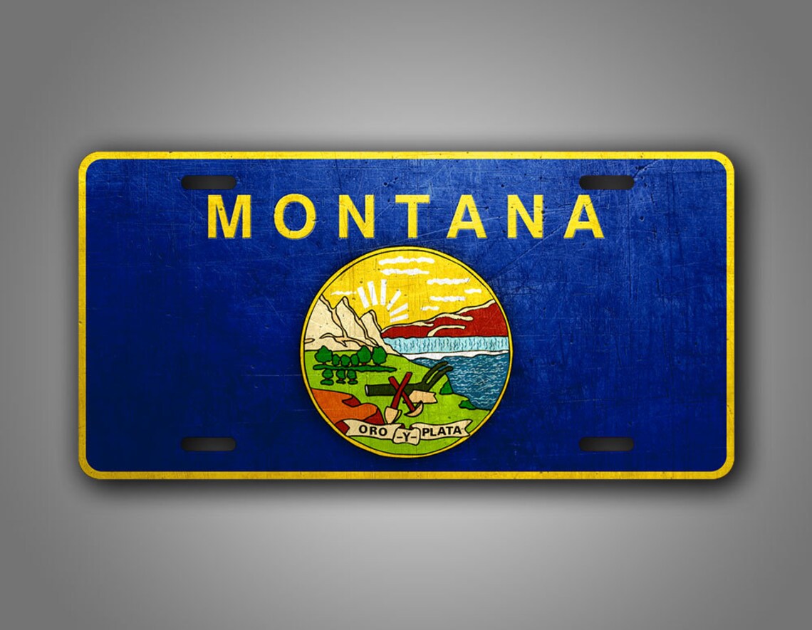 Montana State Flag License Plate MT Official Flag Symbol Auto | Etsy