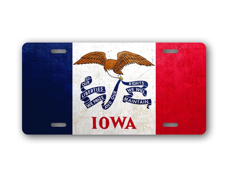 Iowa State Flag License Plate IA Official Flag Symbol Auto Tag | Etsy