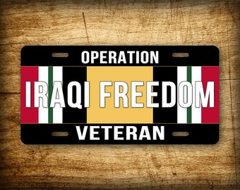 Operation Iraqi Freedom Veteran License Plate PROUDLY SERVED - Etsy