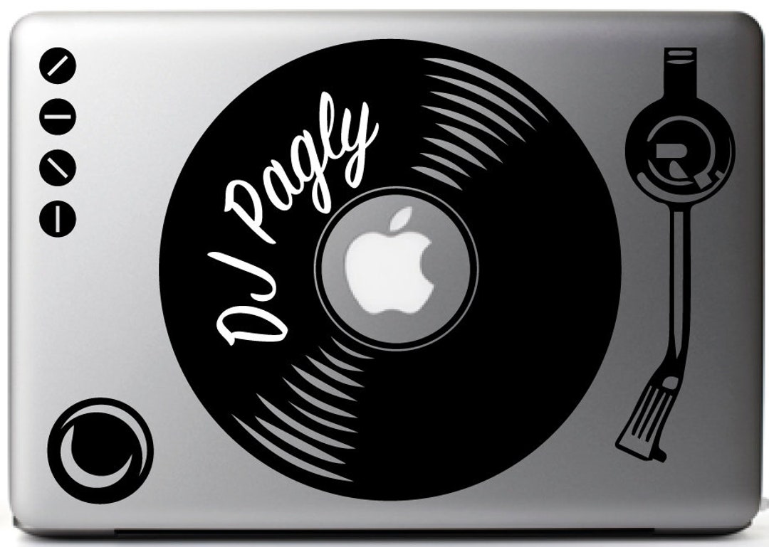 CUSTOMIZED Sticker Decal Record Player, DJ Set Black, for Mac/macbook ...