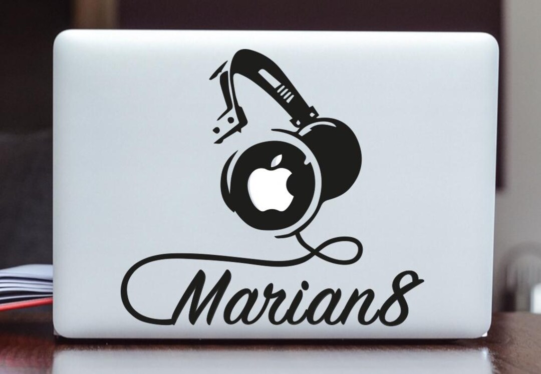 CUSTOMIZED Sticker Decal HEADPHONES, DJ Set Black, for Mac/macbook Pro ...