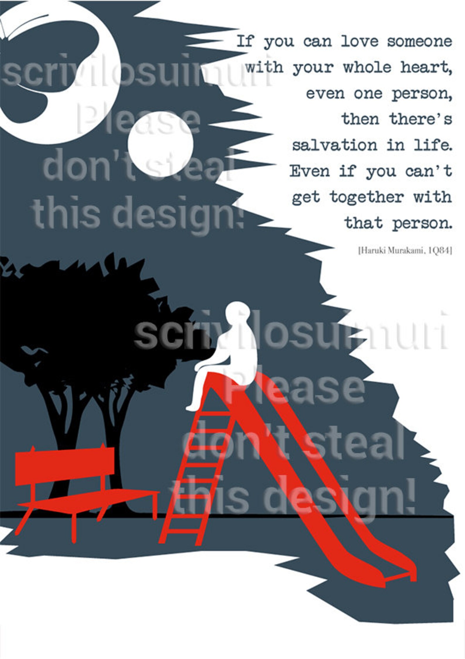 Printable Poster 1Q84 by HARUKI MURAKAMI Book Loversready to | Etsy