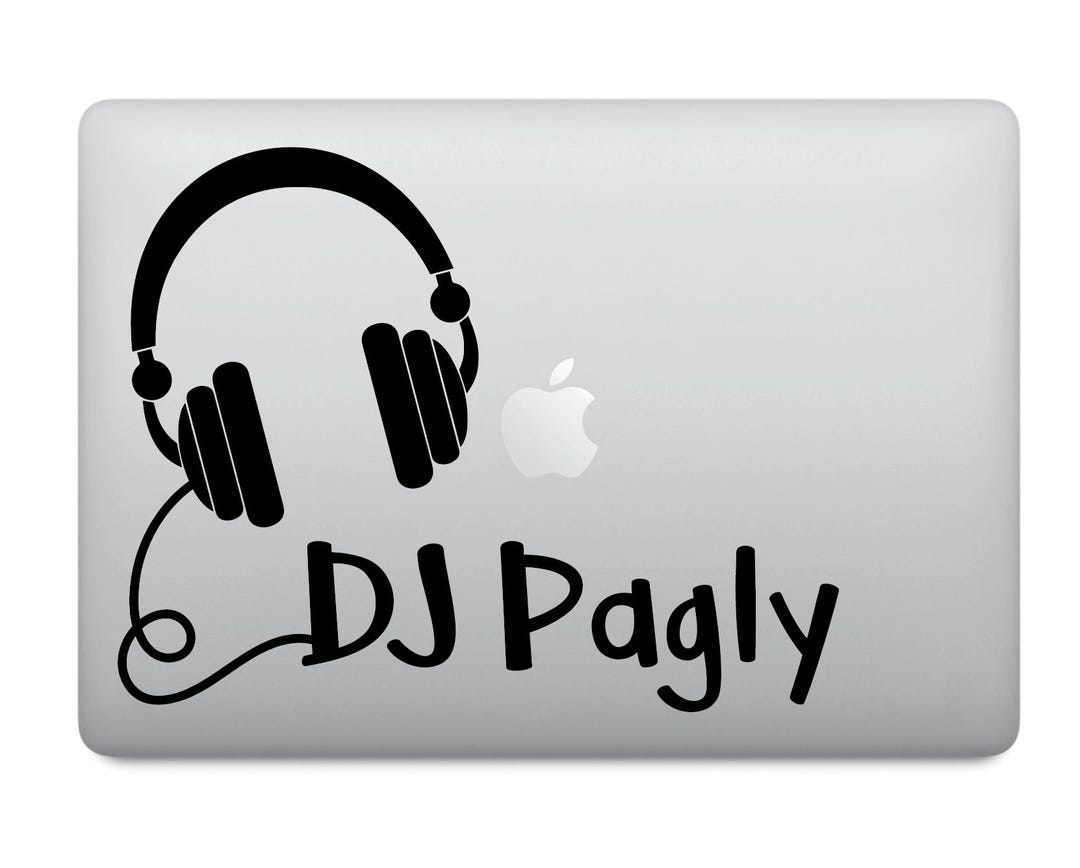 Custom DJ Sticker With Your Name, HEADPHONES, Vinyl Decal for Mac ...