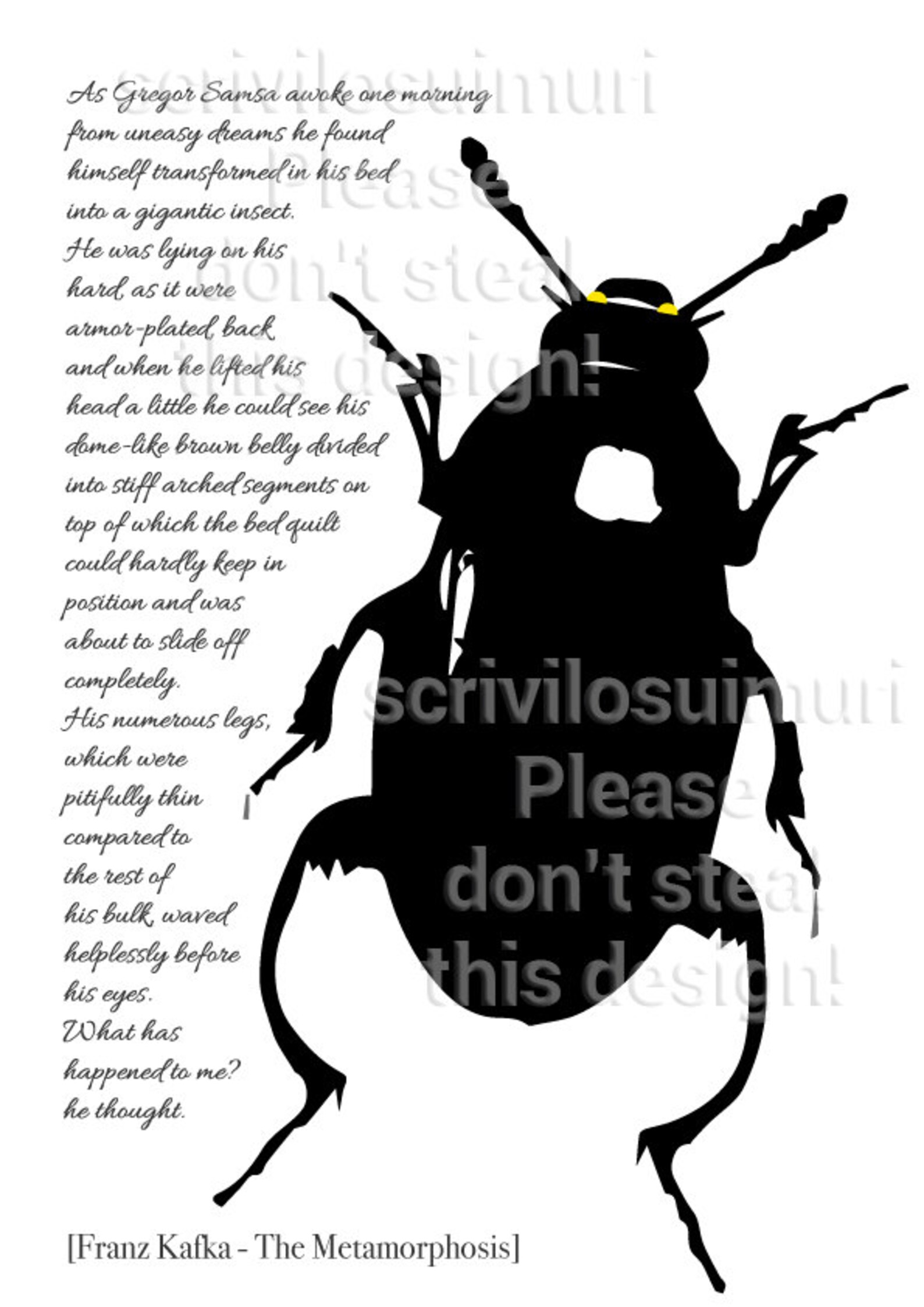 Printable Poster the METAMORPHOSIS by KAFKA, Book Lovers, Ready to ...