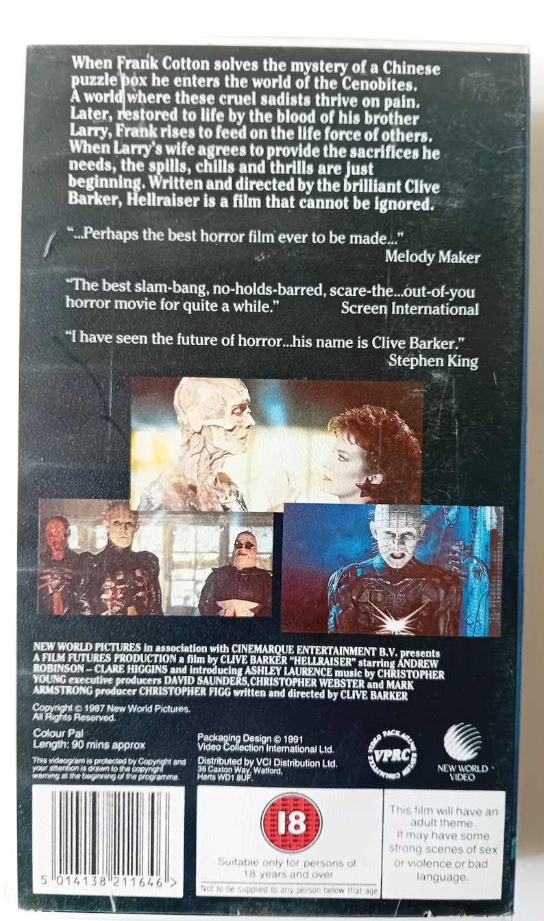 Hellraiser VHS Video Tape PAL - Etsy