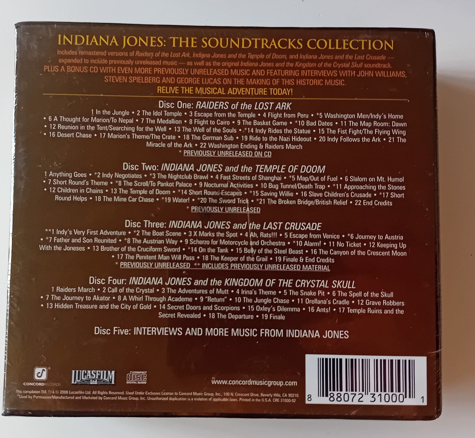Indiana Jones John Williams 5CD Box Set Soundtrack Collection 2008 ...
