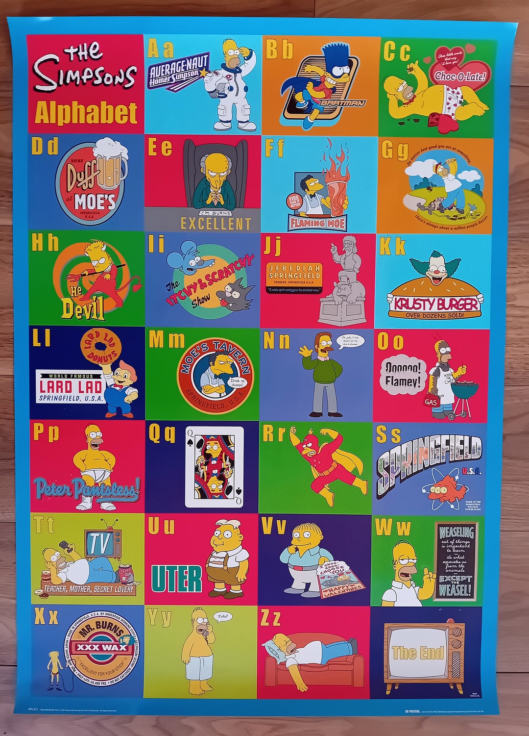 The Simpsons Alphabet Original 2004 Poster - Etsy