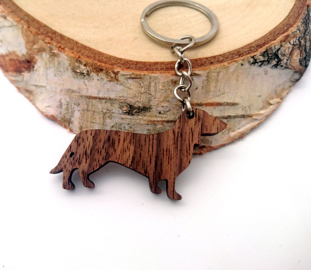 Wooden Dachshund Dog Keychain, Animal Keychain, Dog Keychain, Walnut ...