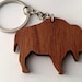 Wooden Buffalo Keychain, Walnut Wood, Animal Keychain, Environmental ...