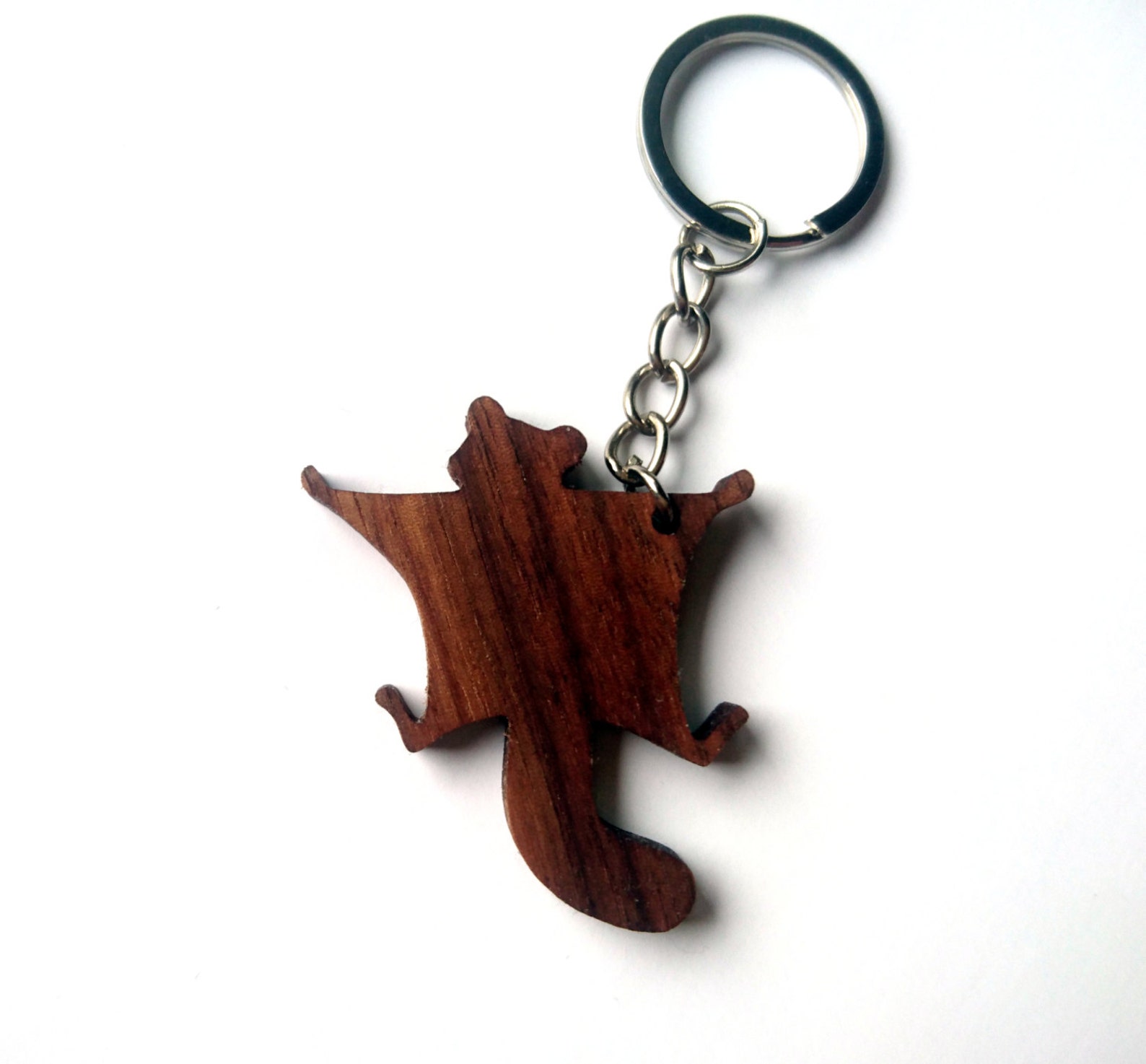 Flying Squirrel Wooden Keychain Squirrel Animal Keychain | Etsy