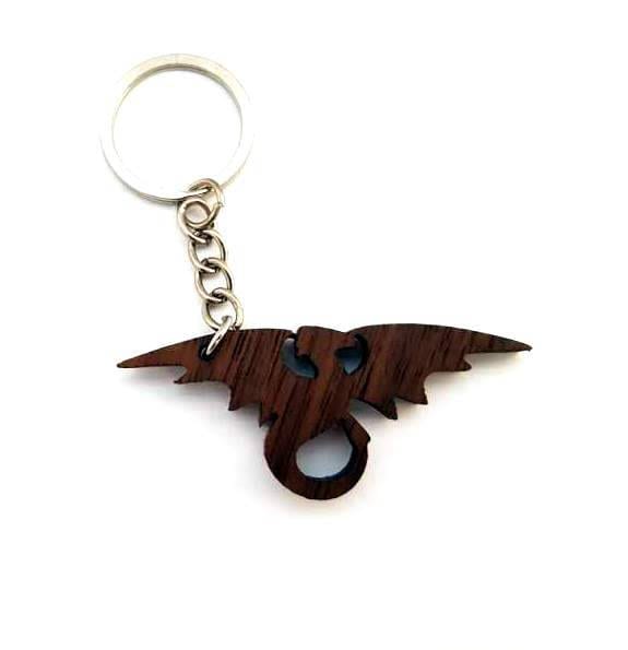 Dragon Wooden Keychain Walnut Wood Cool Keychain | Etsy