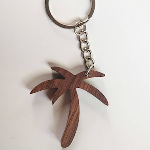 Wooden Palm Tree Keychain, Walnut Wood, Caribbean Keychain ...