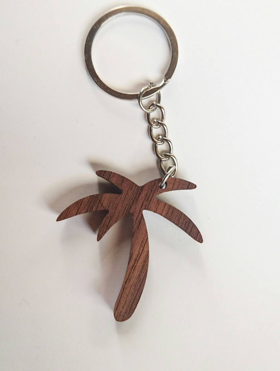 Wooden Palm Tree Keychain Walnut Wood Caribbean Keychain - Etsy Canada