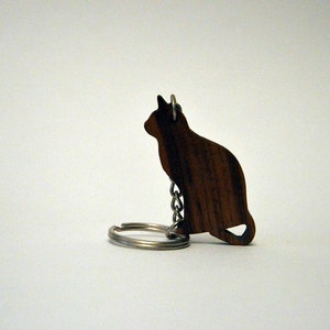 Wooden Cat Keychain, Walnut Wood, Animal Keychain, Environmental ...