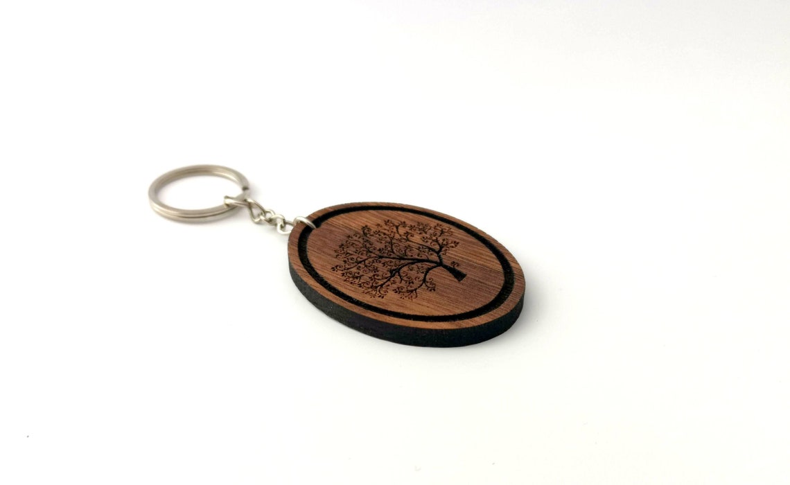 Wooden Tree Keychain Walnut Wood Nature Keychain | Etsy