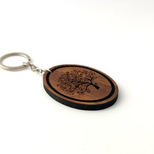 Wooden Tree Keychain, Walnut Wood, Nature Keychain, Environmental ...