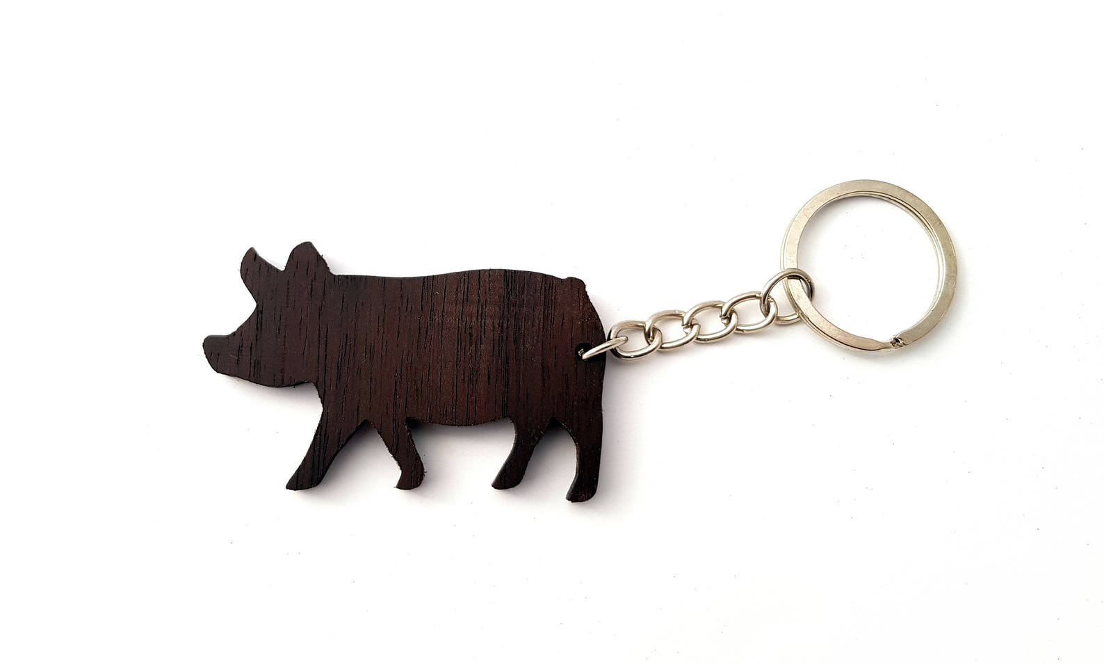 Wooden Pig Keychain Walnut Wood Animal Keychain - Etsy