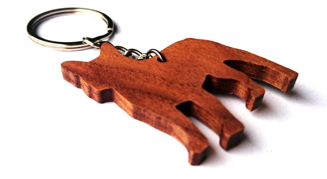 Wooden French Bulldog Keychain Walnut Wood Animal Keychain | Etsy