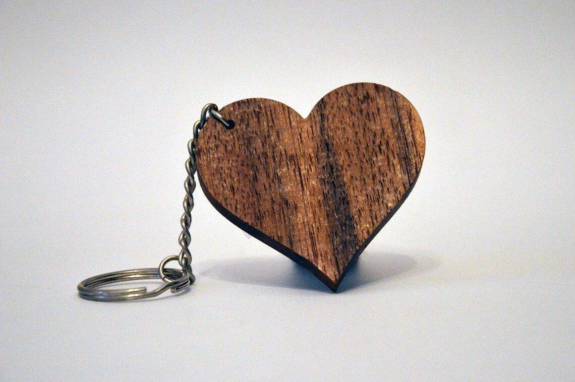 Wooden Heart Keychain Walnut Wood Love Keychain - Etsy