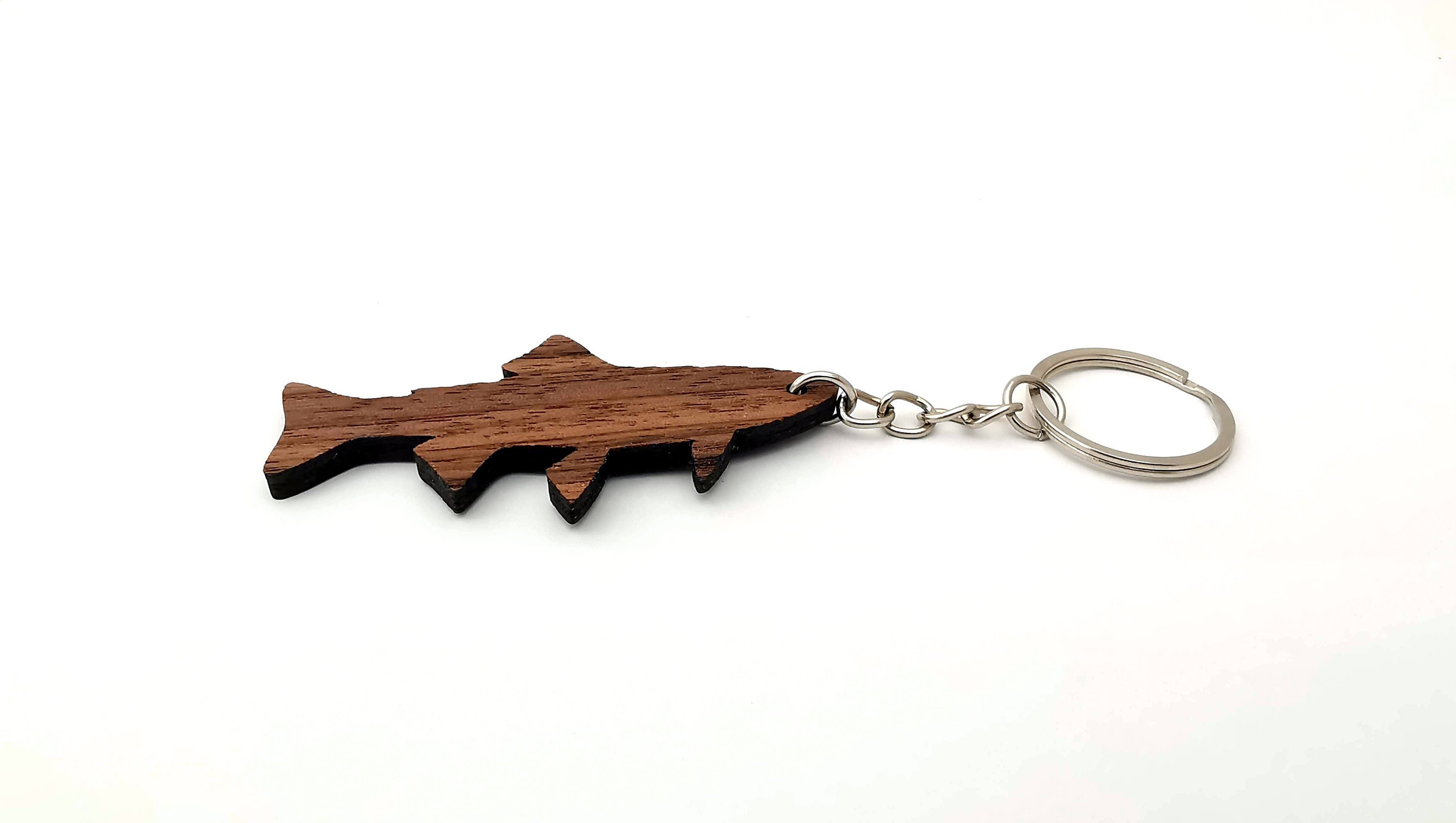 Handmade Walnut Wood Trout Keychain: Eco-friendly Gift - Etsy
