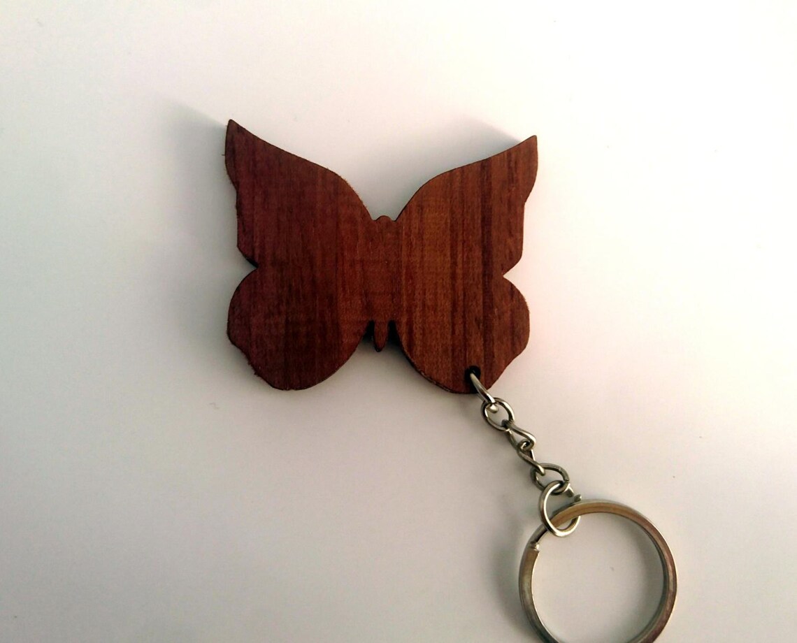 Wooden Butterfly Keychain Walnut Wood Animal Keychain | Etsy