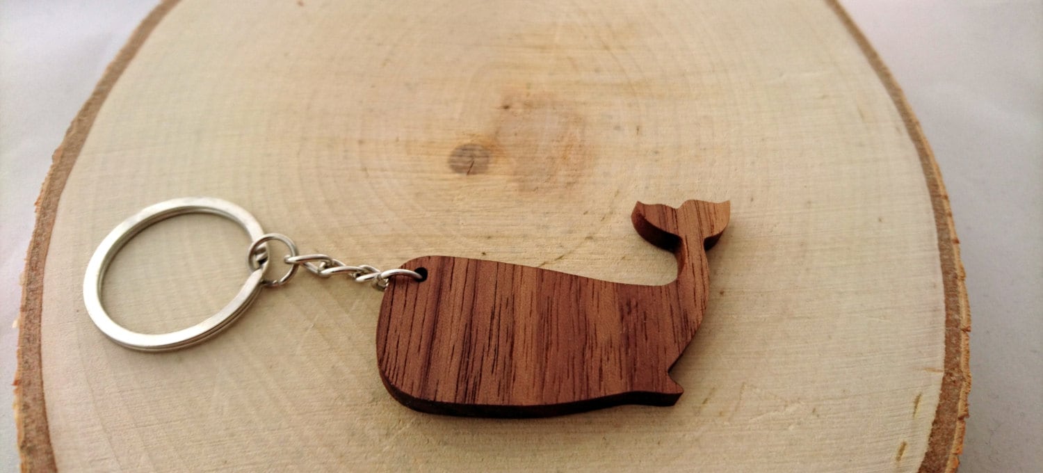 Wooden Whale Keychain, Walnut Wood, Animal Keychain, Environmental ...