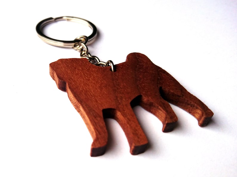 Wooden Pug Keychain, Walnut Wood, Animal Keychain, Environmental ...