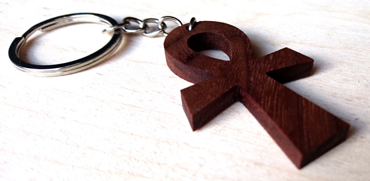 Wooden Ankh Sign Keychain Walnut Wood Sign Keychain Egypt - Etsy