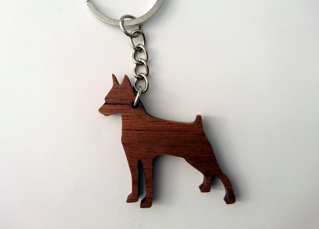 Wooden Doberman Keychain Walnut Wood Dog Keychain - Etsy