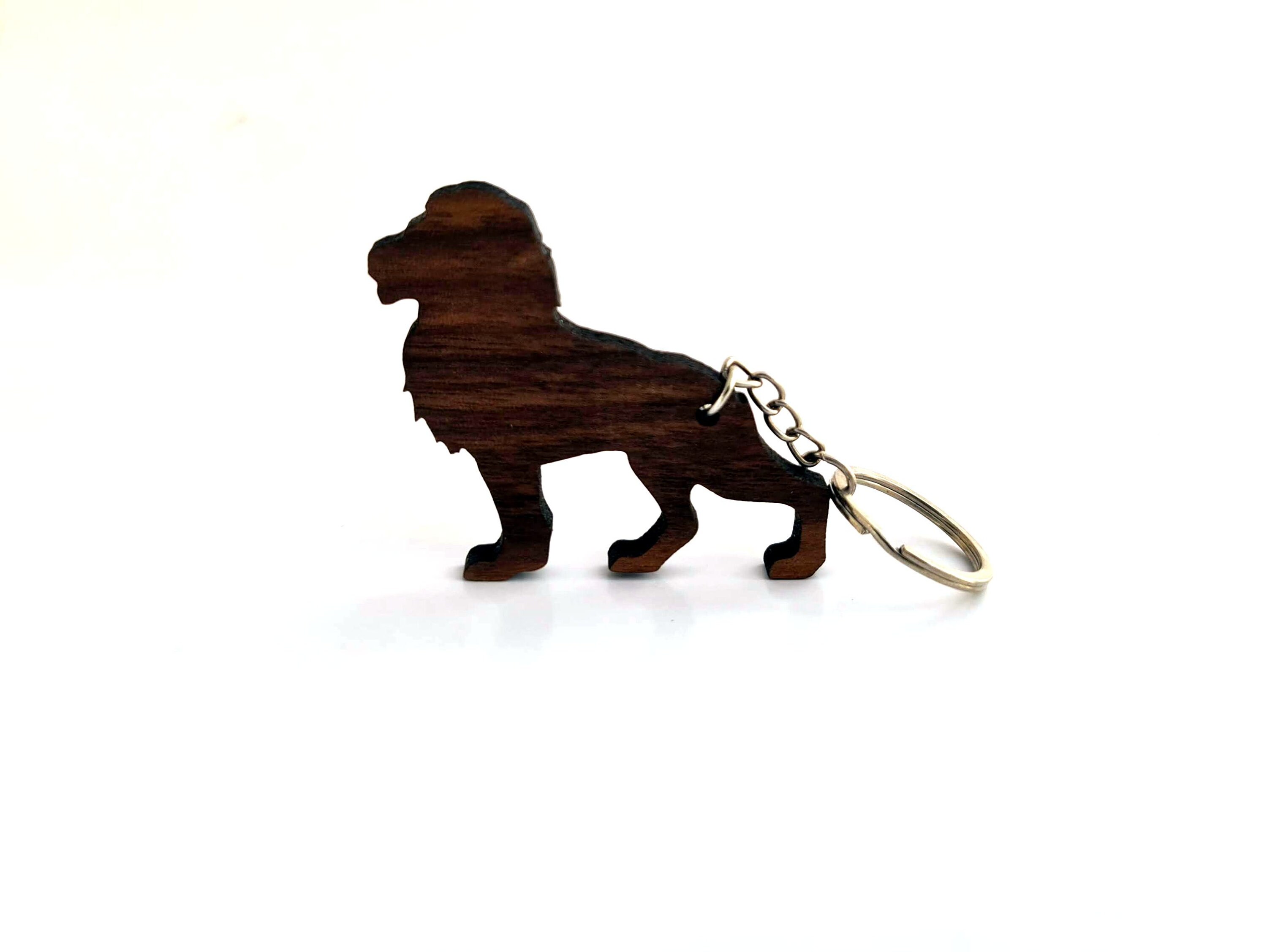Wooden Lion Keychain Walnut Wood Animal King Animal - Etsy