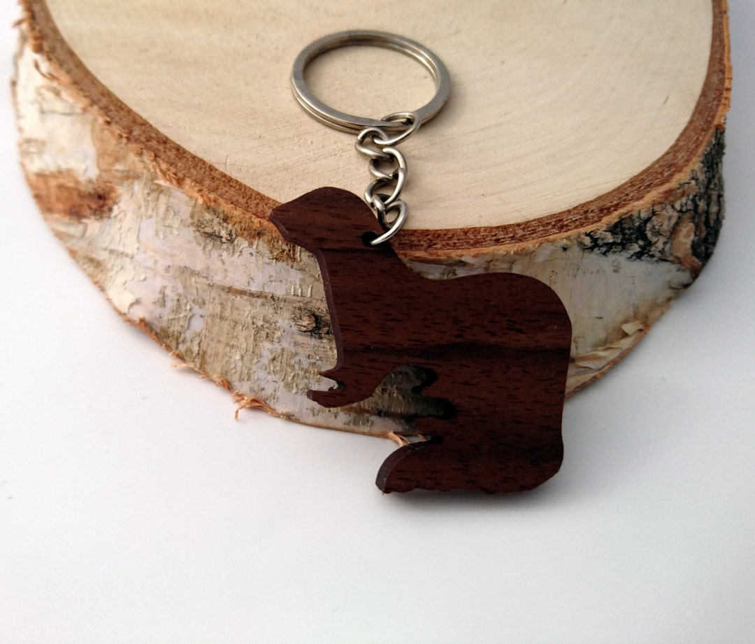 Wooden Weasel Keychain, Walnut Wood, Animal Keychain, Environmental ...