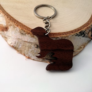 Wooden Weasel Keychain, Walnut Wood, Animal Keychain, Environmental ...