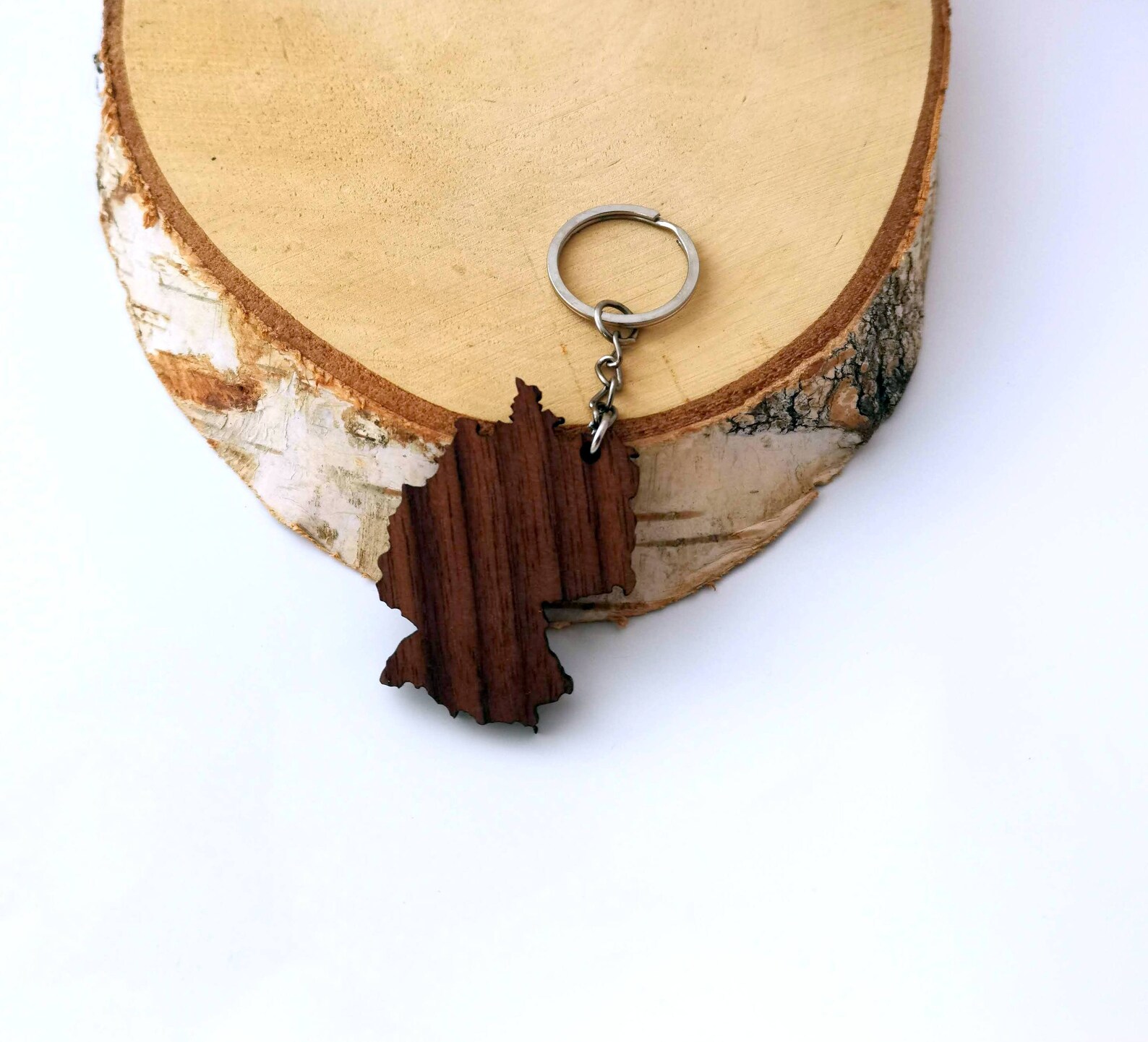 Germany Shape Wooden Keychain, Walnut Wood, Europe Keychain ...