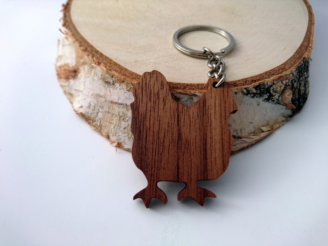 Wooden Chicken Keychain, Walnut Wood, Animal Keychain, Environmental ...