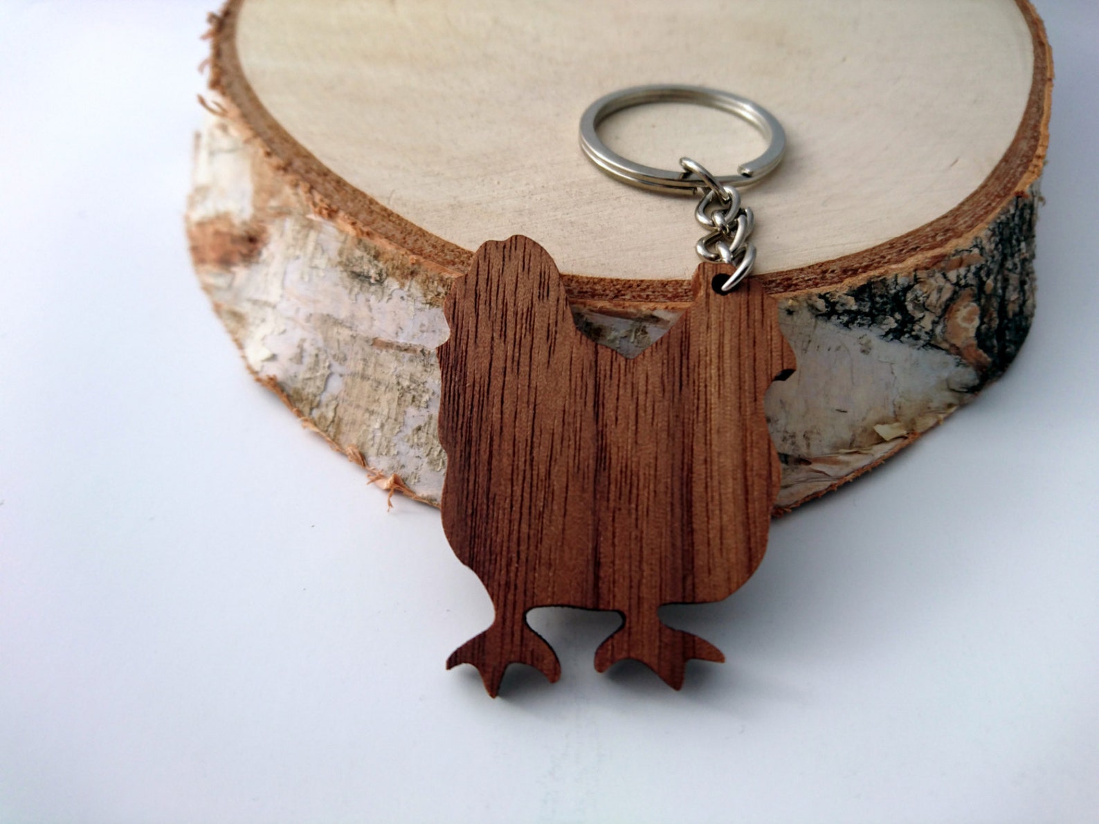 Wooden Chicken Keychain Walnut Wood Animal Keychain - Etsy