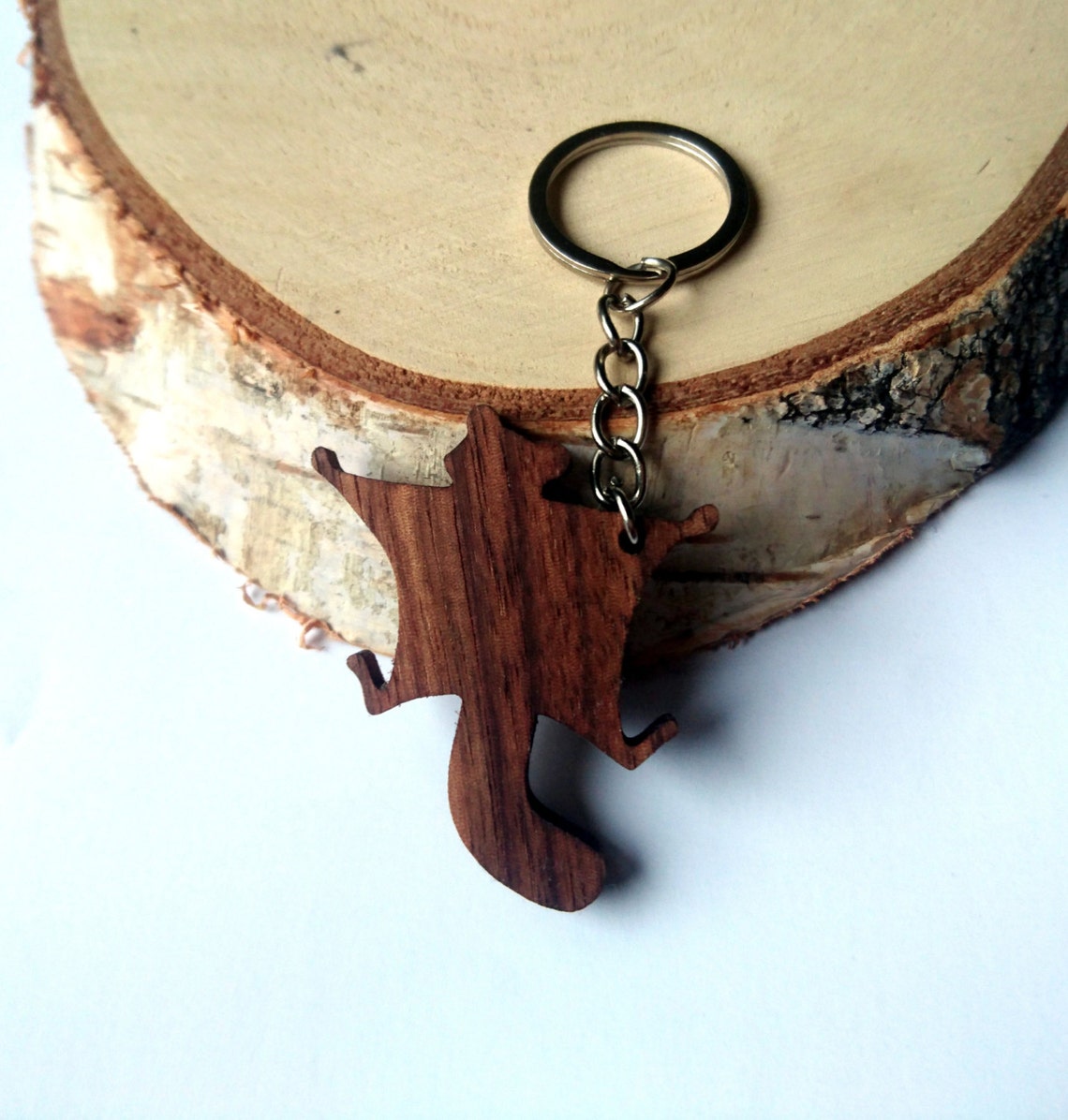 Flying Squirrel Wooden Keychain Squirrel Animal Keychain | Etsy