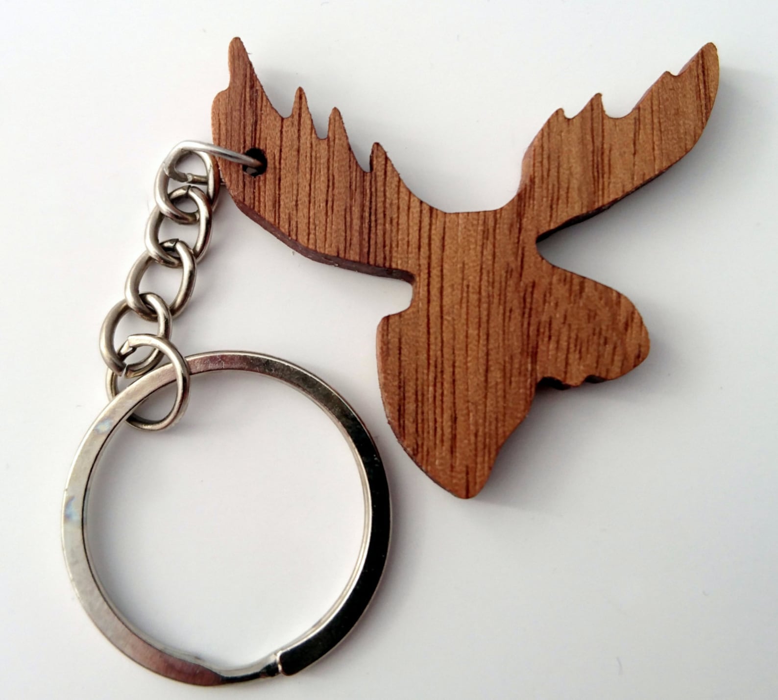 Wooden Moose Keychain Walnut Wood Animal Keychain - Etsy