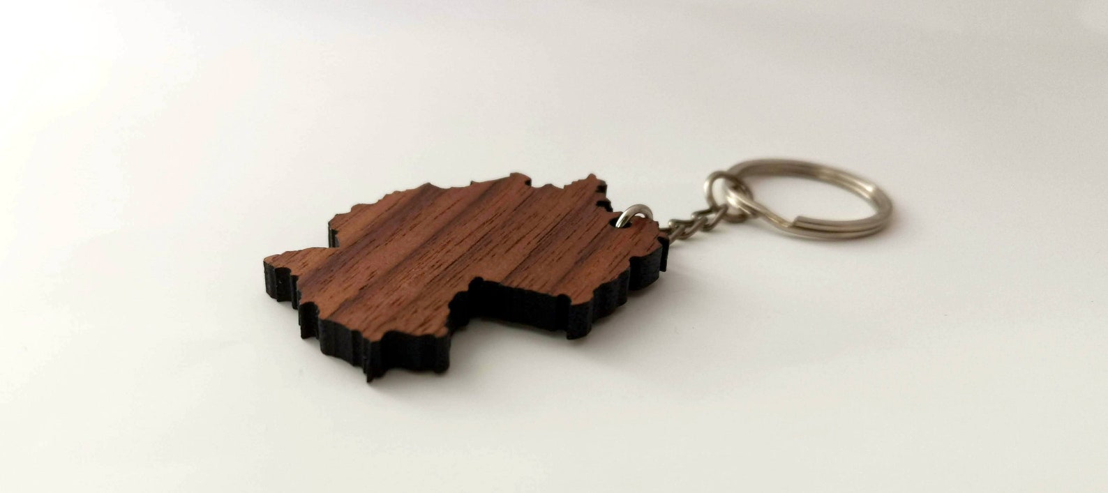 Germany Shape Wooden Keychain, Walnut Wood, Europe Keychain ...