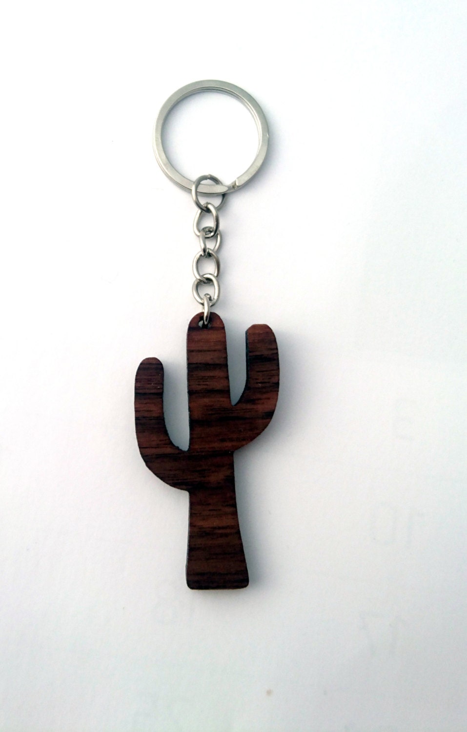 Cactus Wooden Keychain Walnut Wood Cactus Plant Keychain - Etsy
