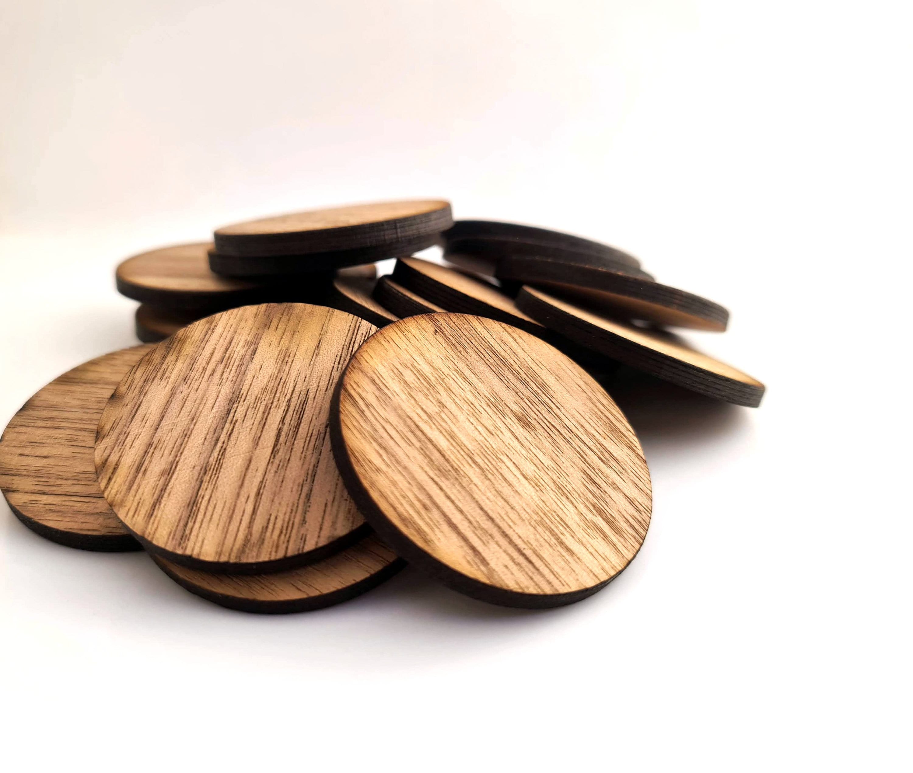 100 Pcs Unsanded Walnut Circles, Unfinished Cutouts, Walnut Wood ...